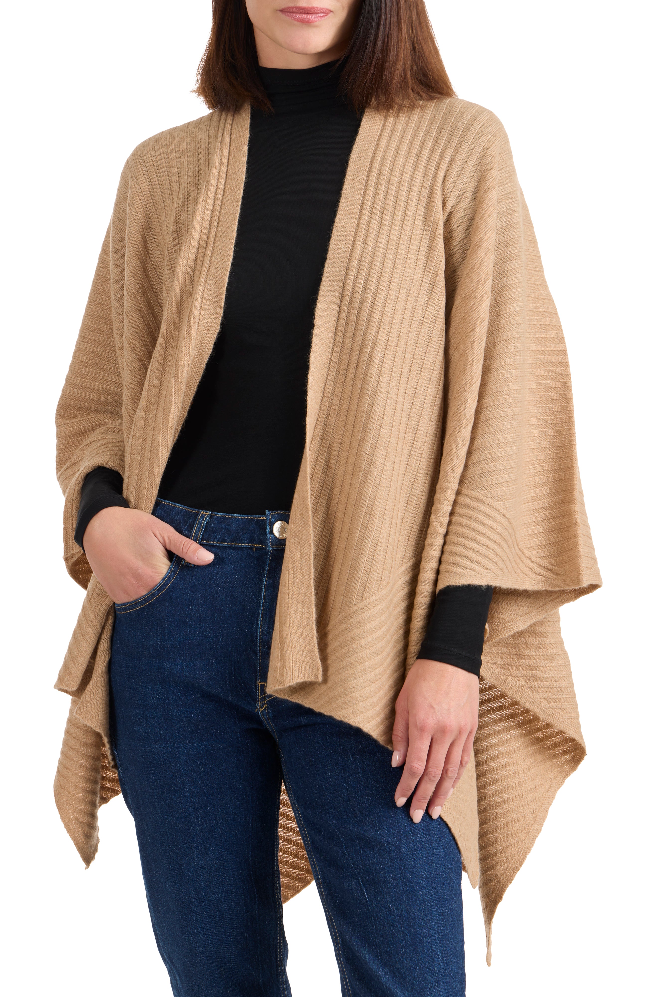 Premium Cashmere Cape – Ribbed | Amicale Cashmere