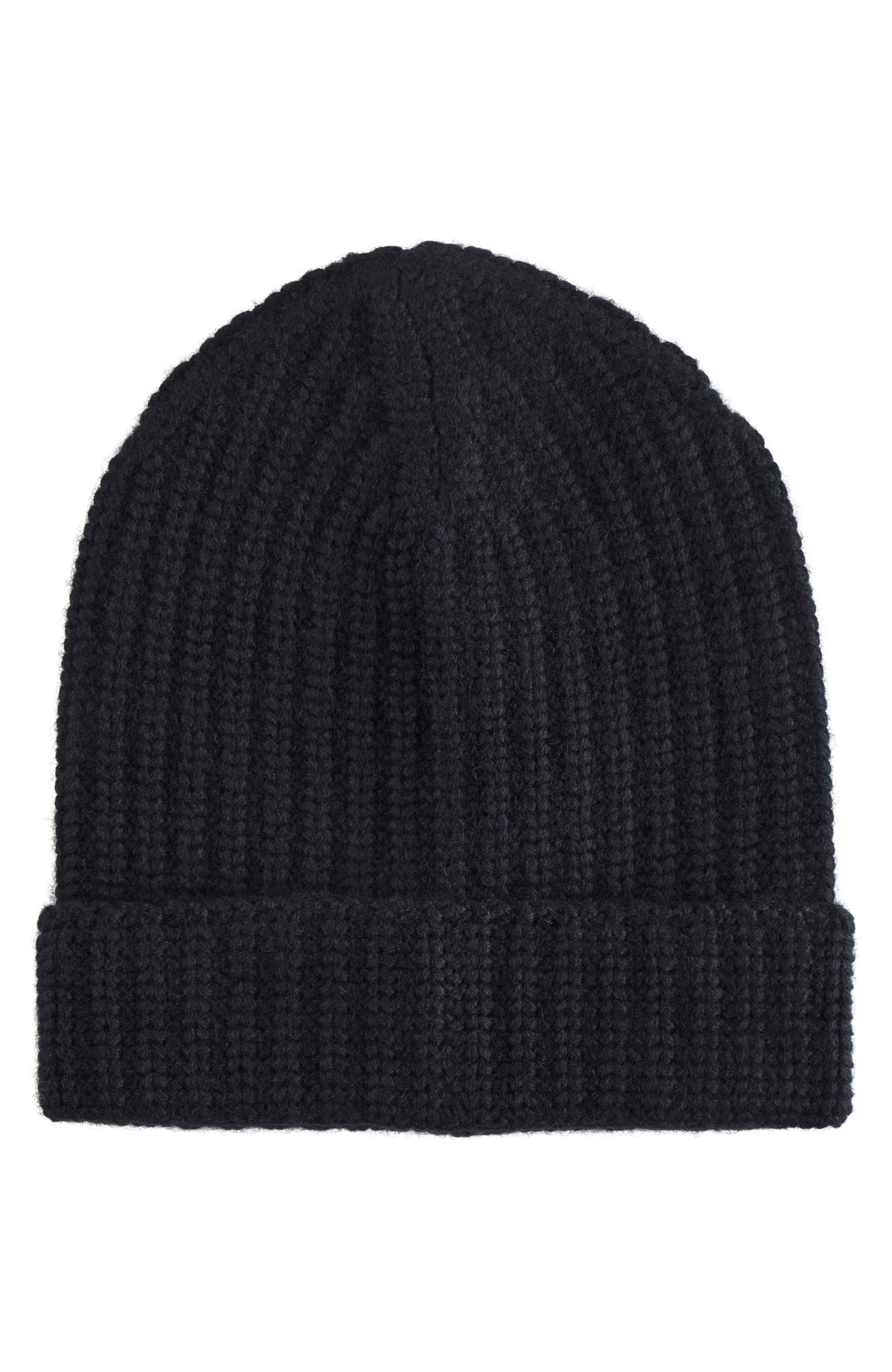 CASHMERE CHUNKY RIB KNIT HAT | Amicale Cashmere